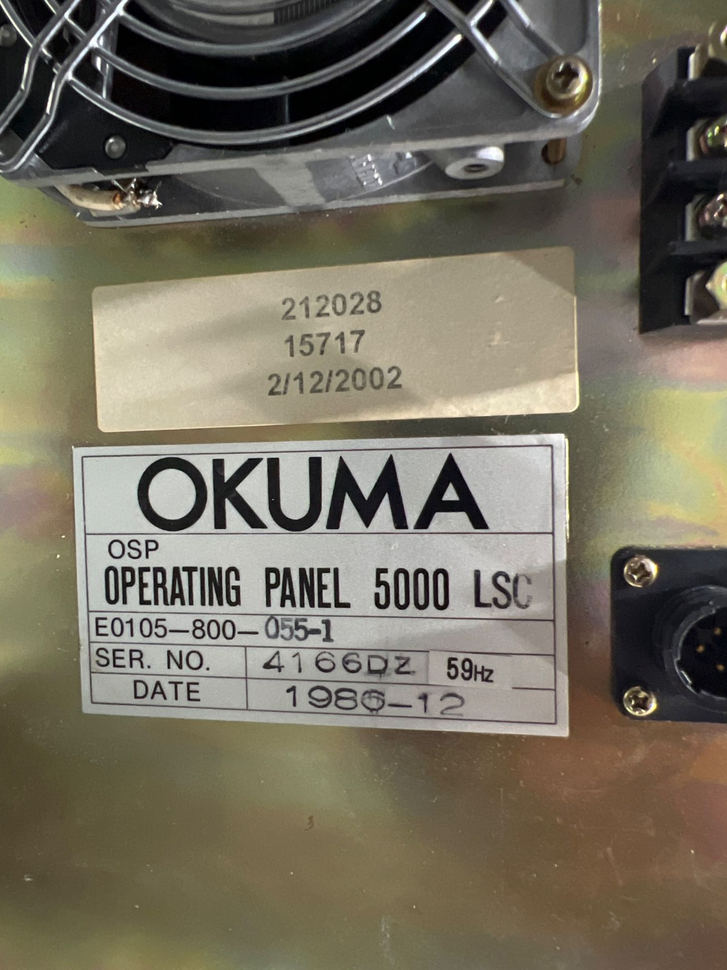 1986 OKUMA E0105-800-055-1 OPERATOR INTERFACE PANELS