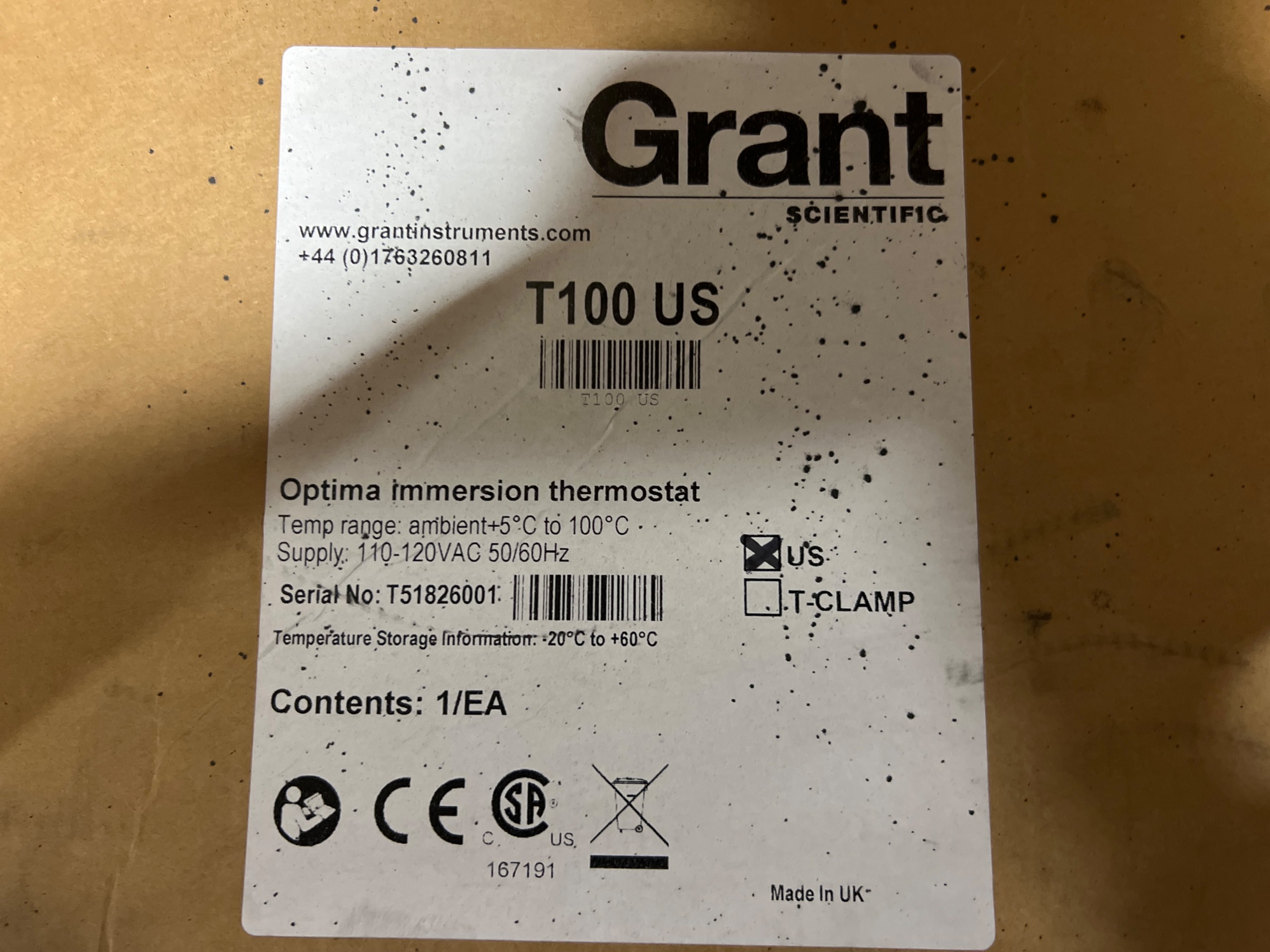 GRANT T100 US IMMERSION THERMOSTAT
